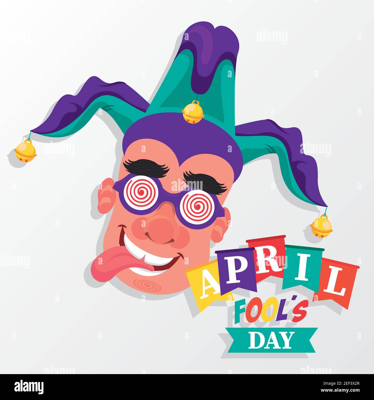 april fools day lettering with man wearing funny accessories vector ...