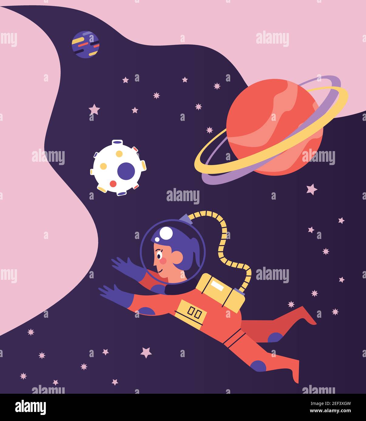 astronaut girl floating in the space scene vector illustration design ...