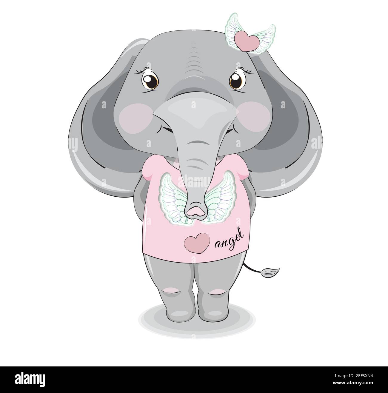 Happy cartoon elephant angel wings Cut Out Stock Images & Pictures - Alamy