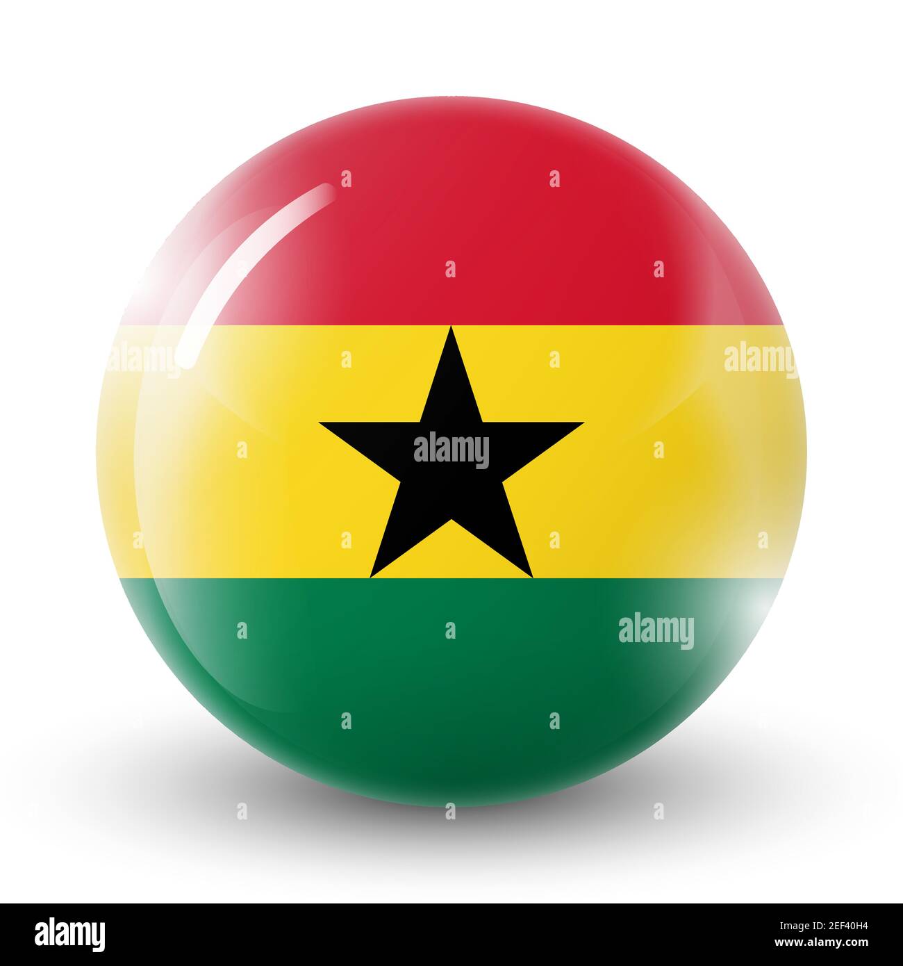 Glass light ball with flag of Ghana. Round sphere, template icon ...