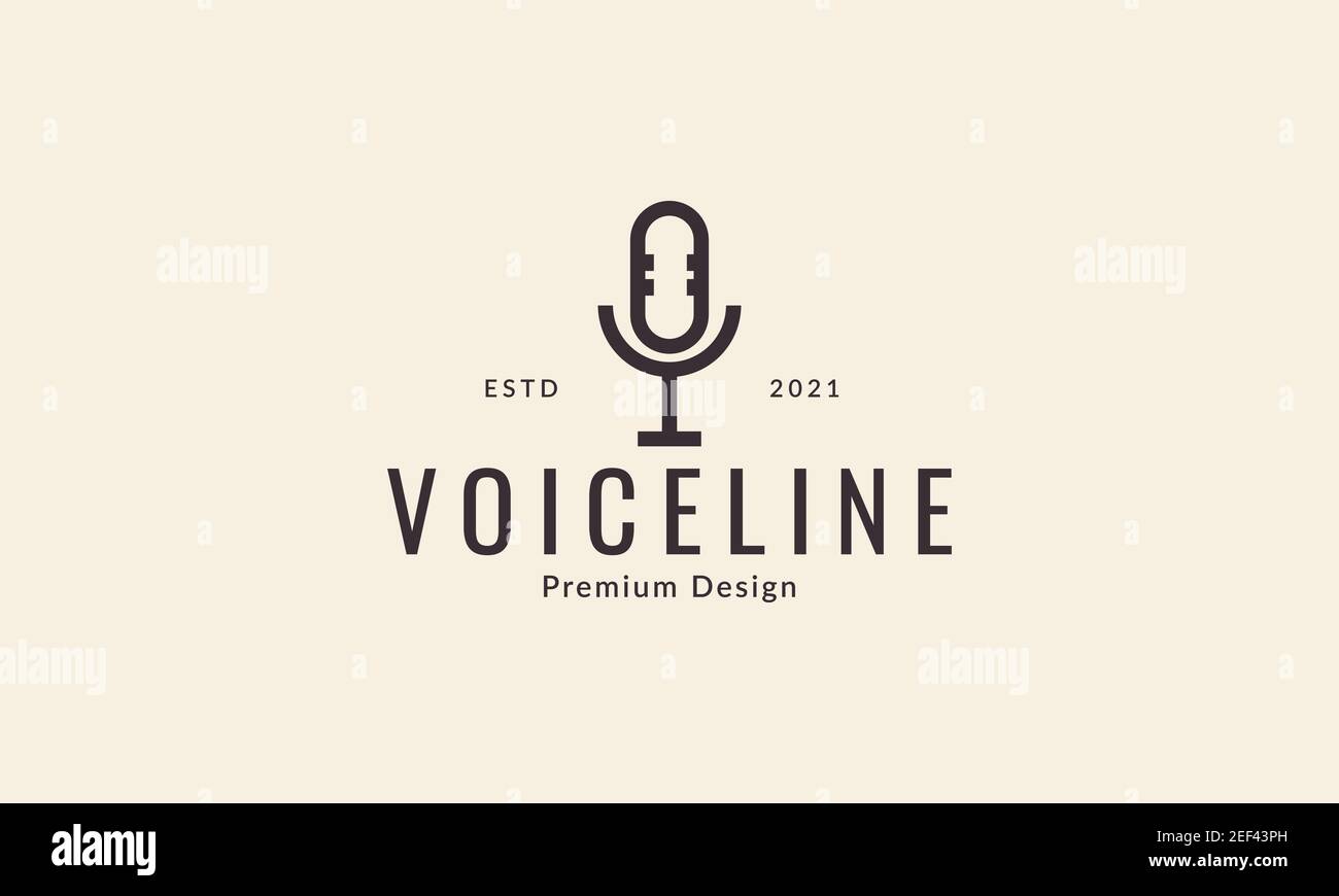 voice or podcast microphone line logo design vector icon symbol ...