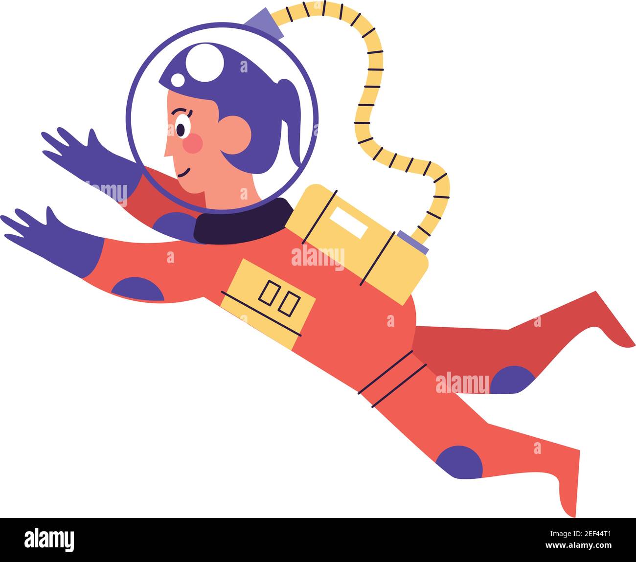 female astronaut floating comic character vector illustration design ...
