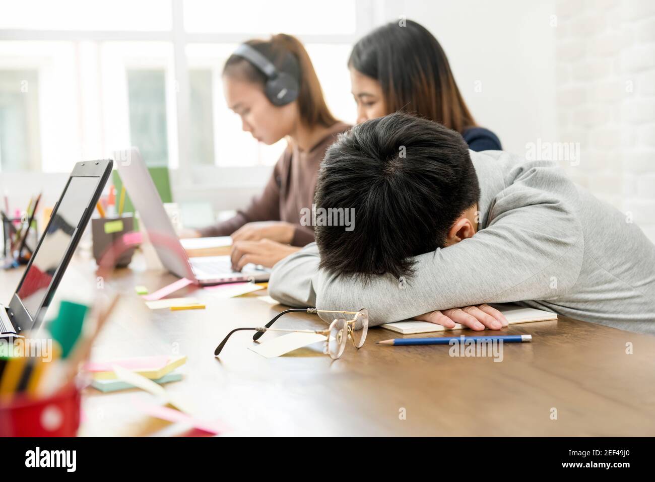 Student sleeping study table hi-res stock photography and images - Alamy