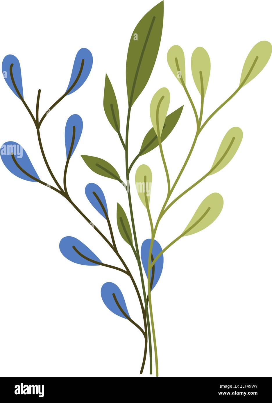 cartoon branch leaves foliage nature vector illustration isolated style ...