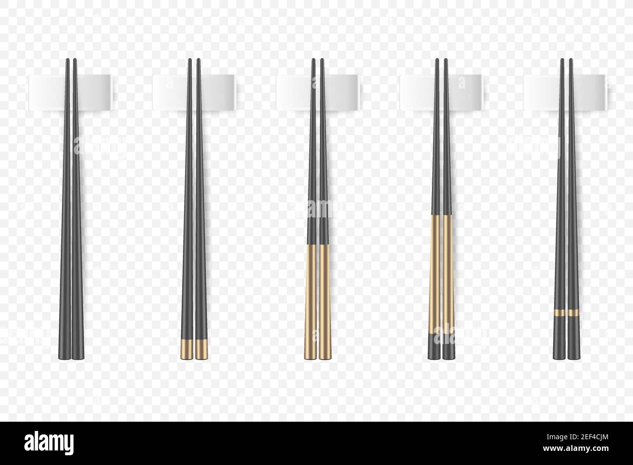 Vector 3d Realistic Black and Gold Chopsticks Set Closeup Isolated ...