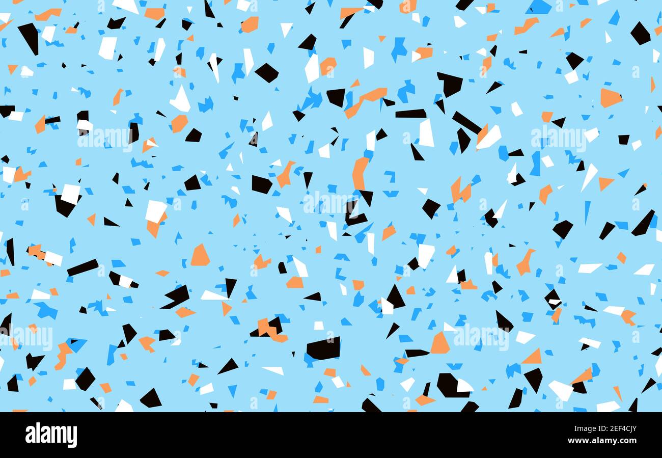 Geometric blue terrazzo seamless pattern. Abstract colourful modern ...