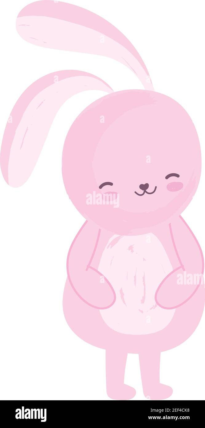 cute pink bunny cartoon animal vector illustration isolated white ...
