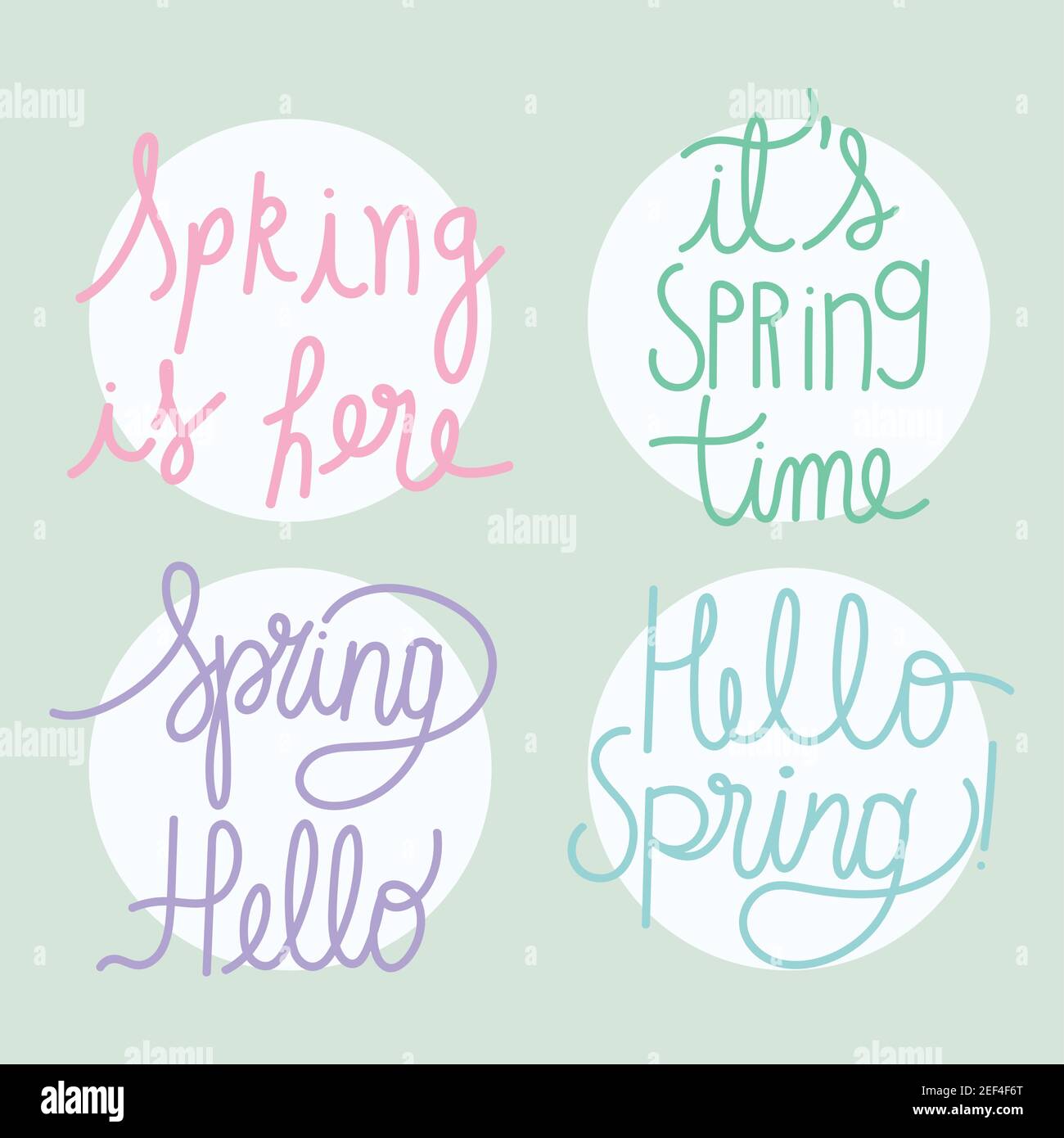 hello spring different hand drawn letters set vector illustration Stock ...