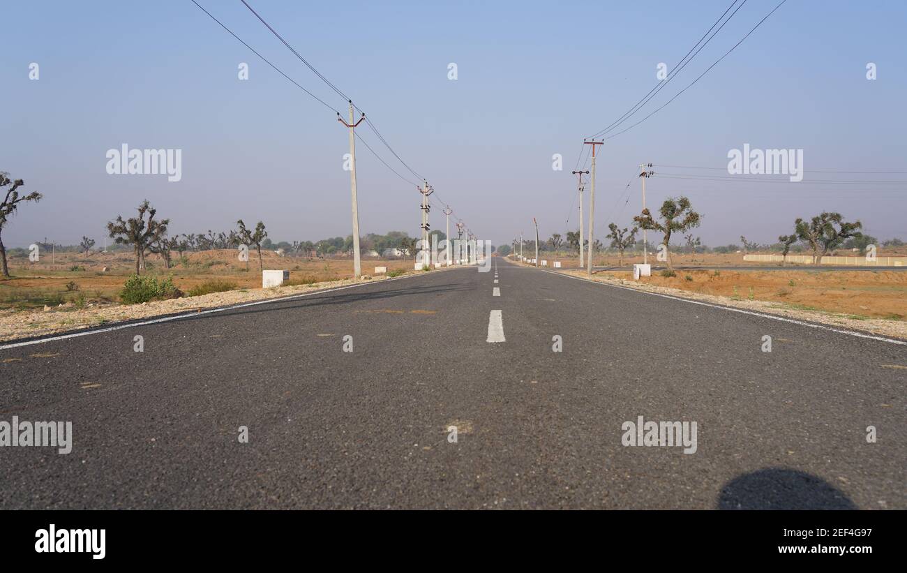 10 February 2021- Sikar, Jaipur, India. Asphalt road surface background ...