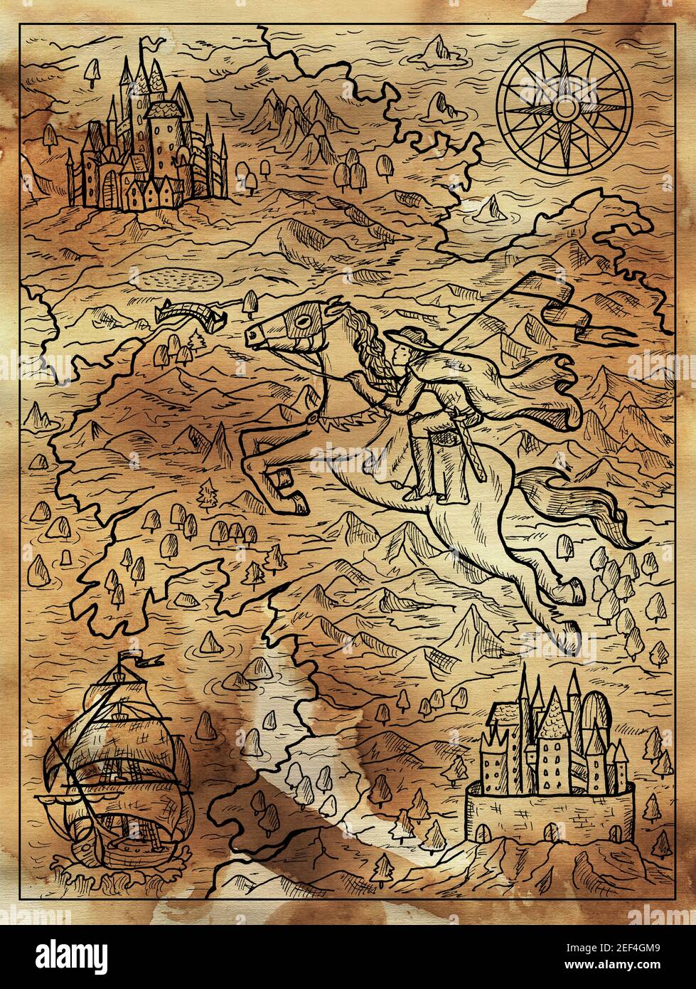 Illustration drawing map fantasy land hi-res stock photography and ...