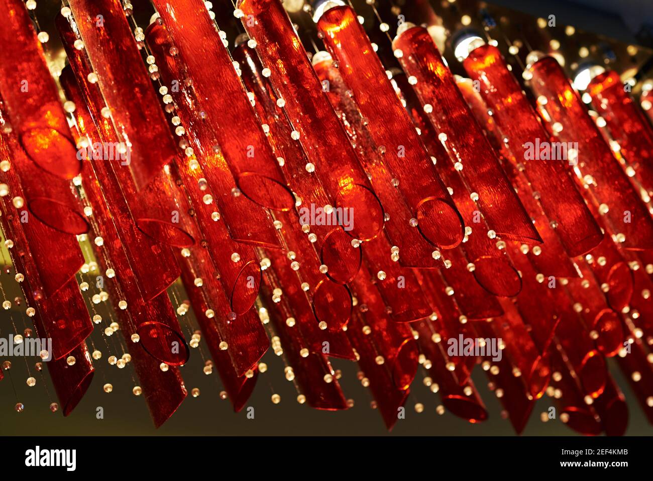 Red lanterns lamp hanging down from the ceiling Stock Photo - Alamy