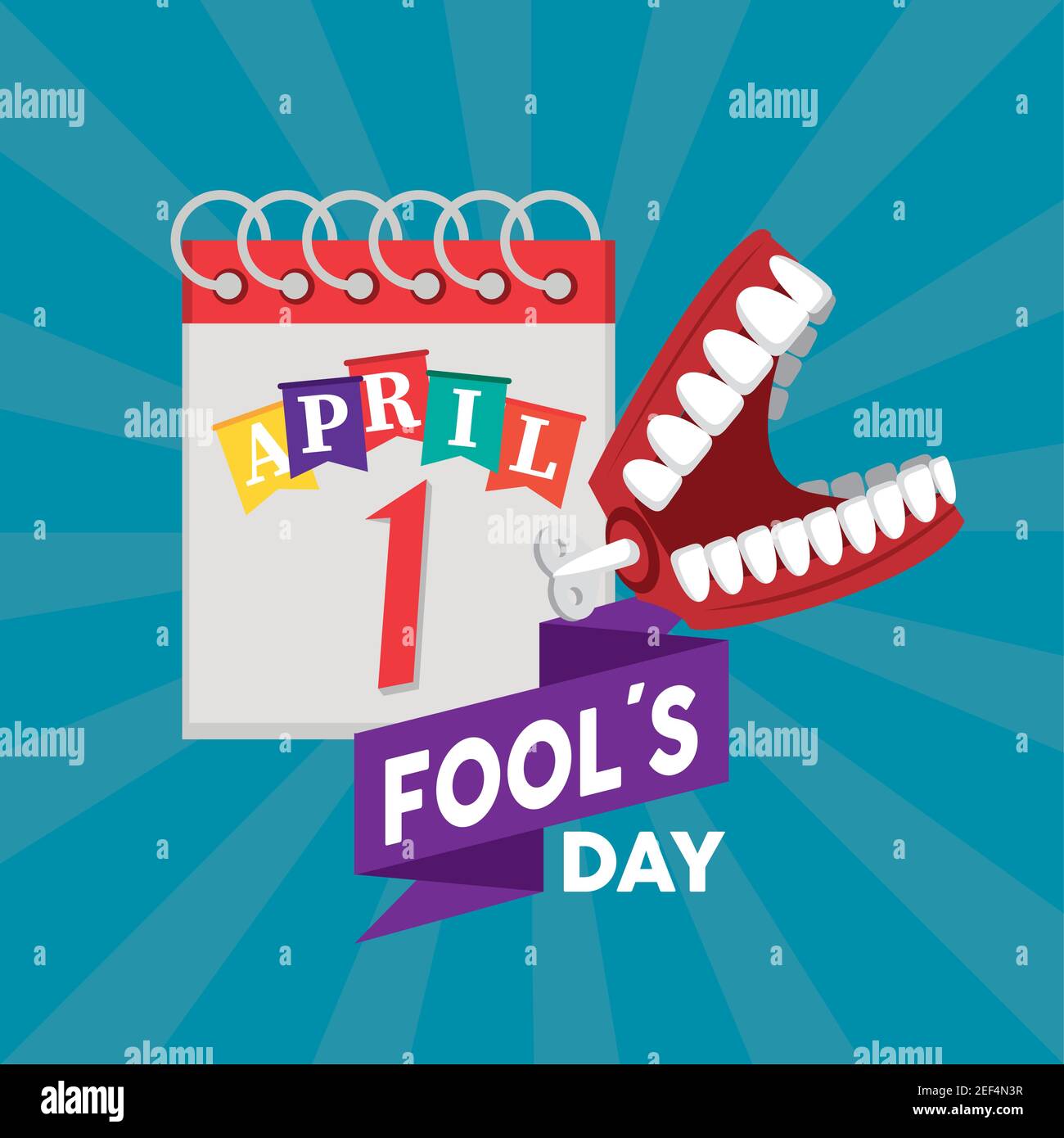 april fools day lettering with joke denture and calendar vector ...