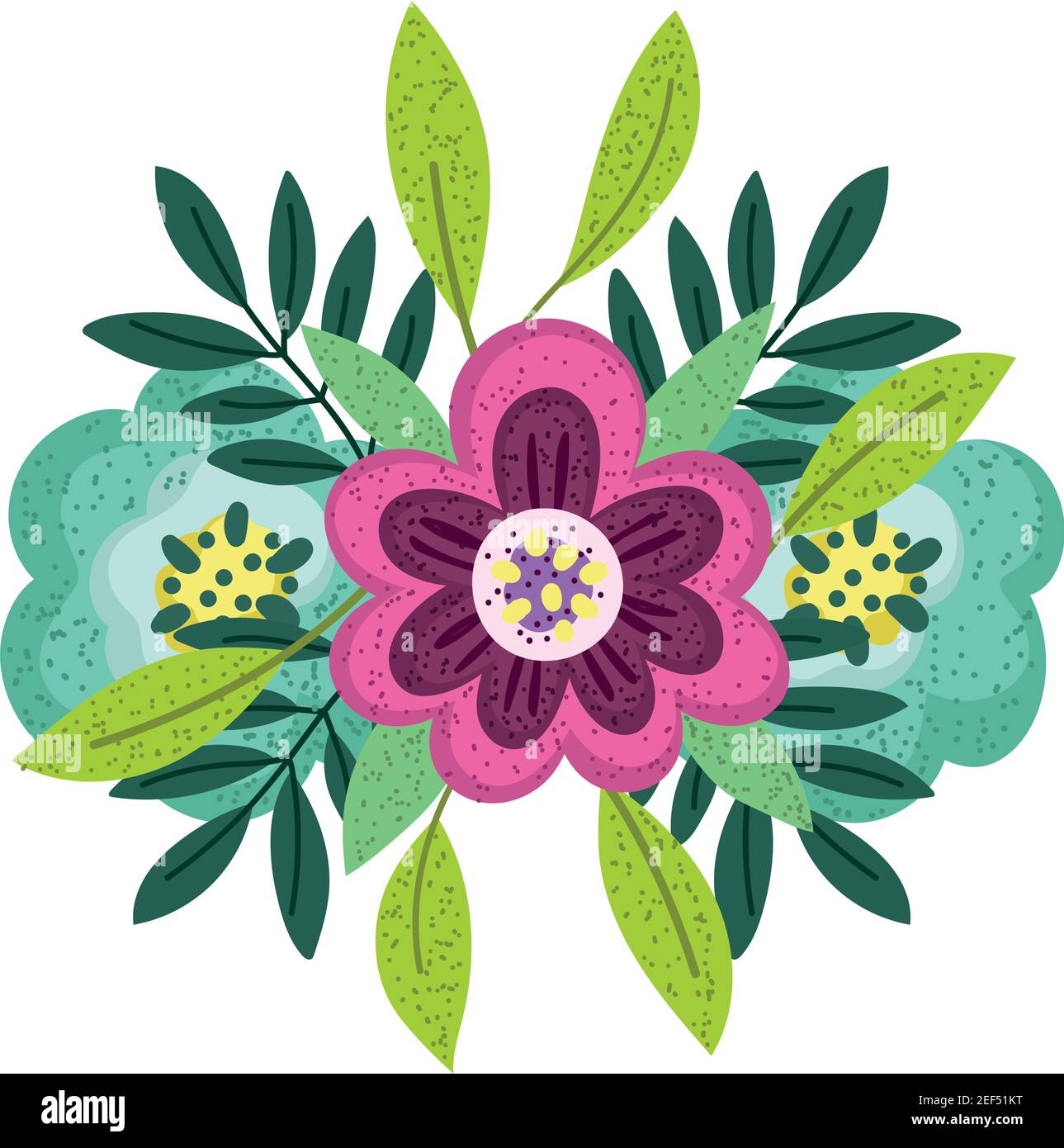 flowers leaves nature arrangement vector illustration isolated style ...