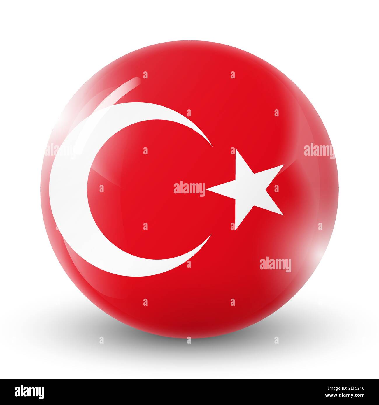 Glass light ball with flag of Turkey. Round sphere, template icon ...
