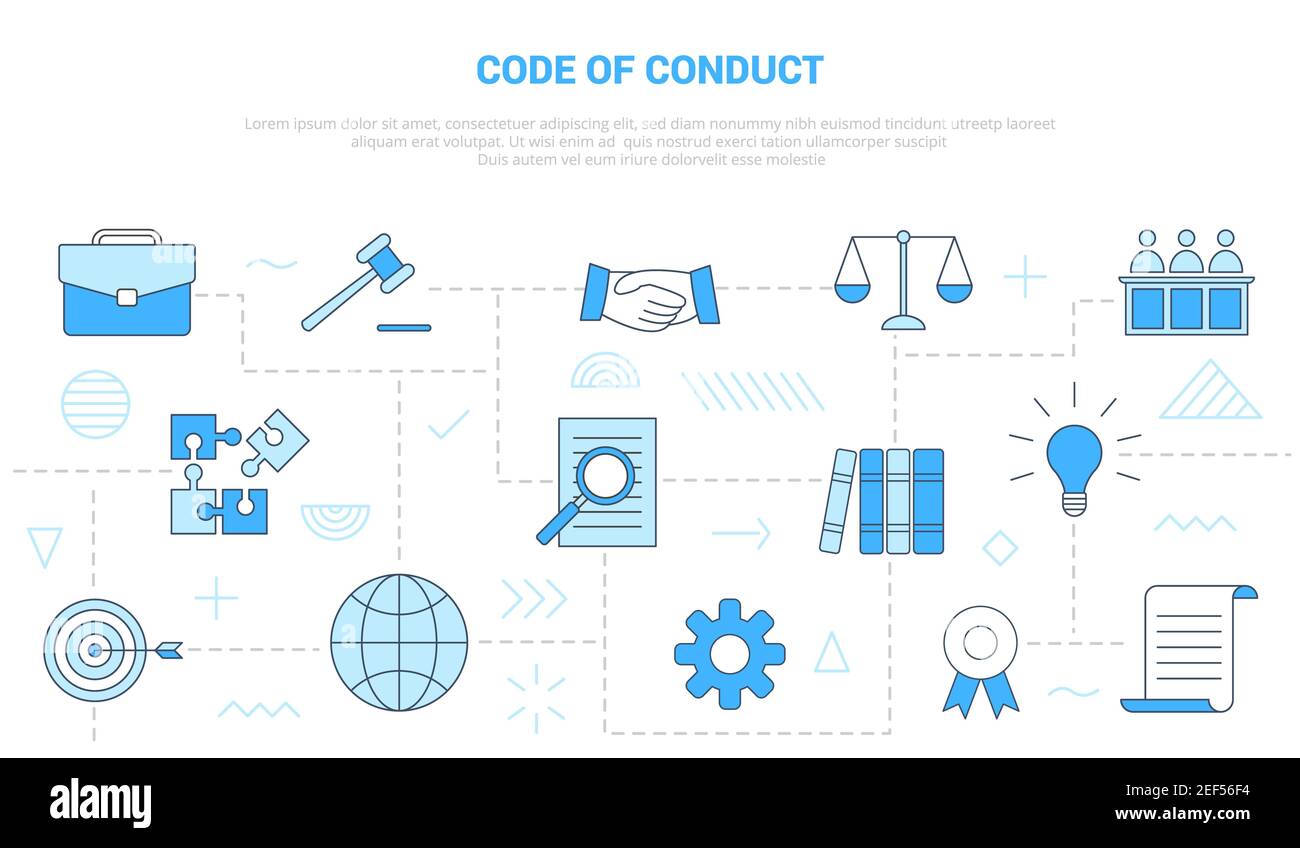 Code Of Conduct Concept With Icon Set Template Banner With Modern Blue