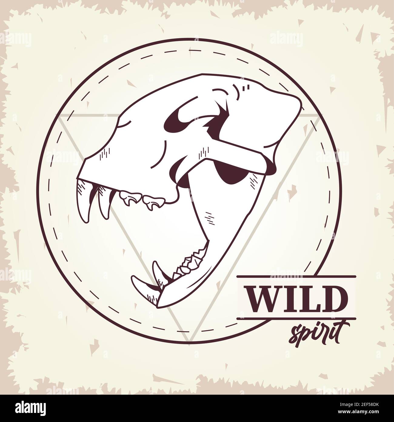 wild spirit lettering with tiger head skull vector illustration design ...