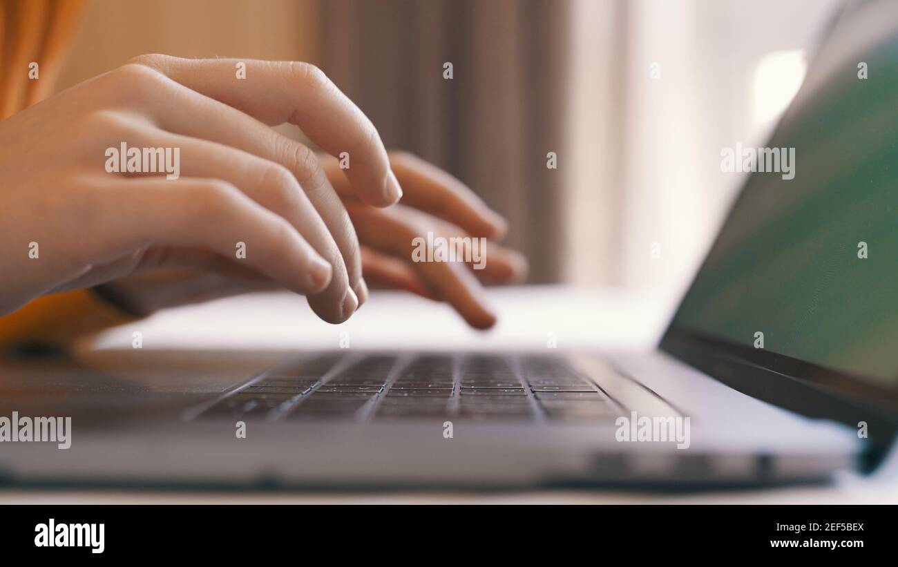 typing on laptop keyboard internet close-up work communication Stock ...
