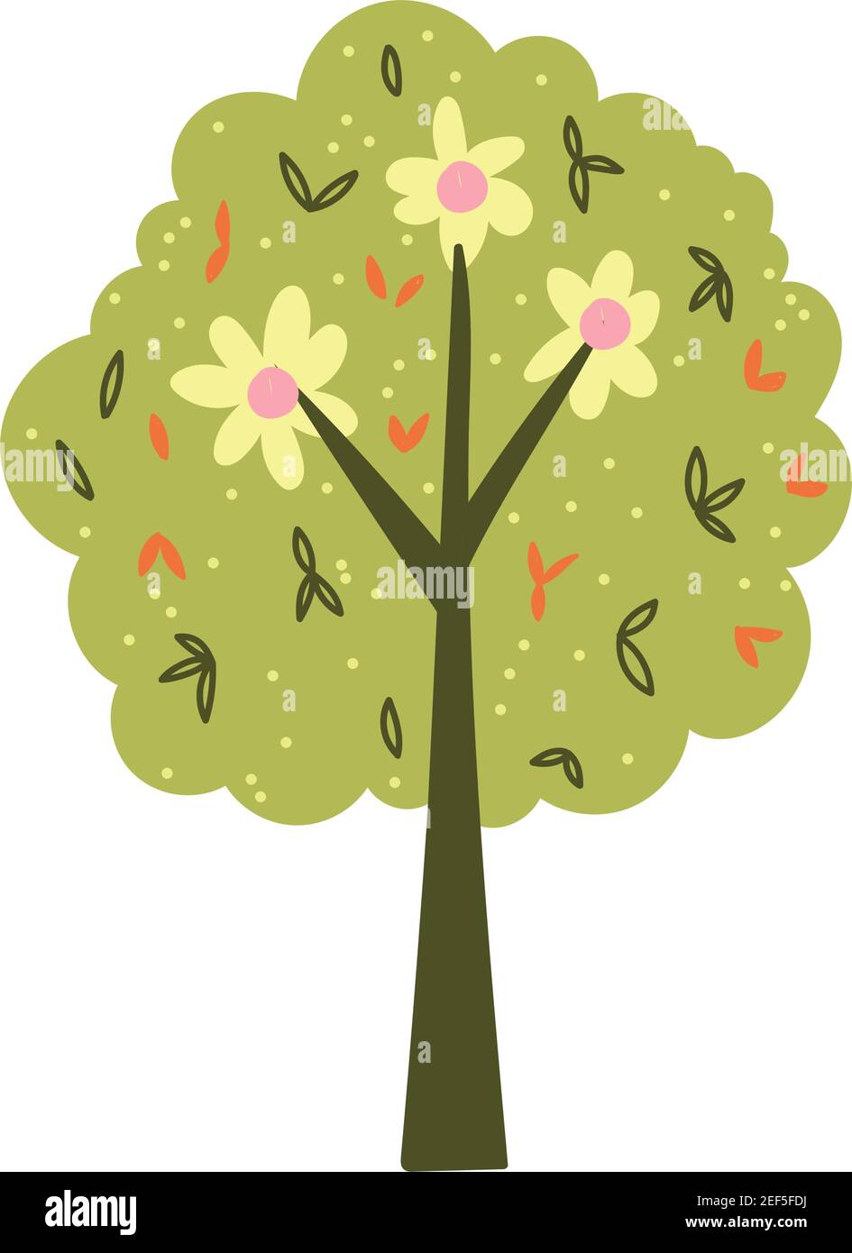 tree flowers foliage nature vector illustration isolated style Stock ...