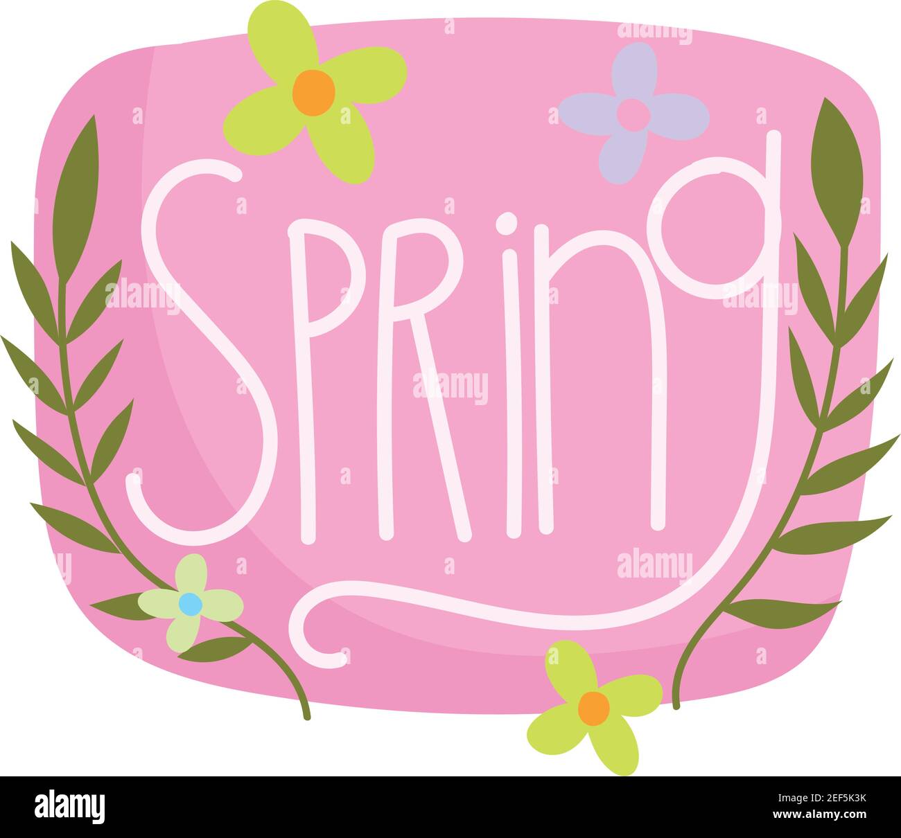 spring hand drawn text flowers branches nature vector illustration ...