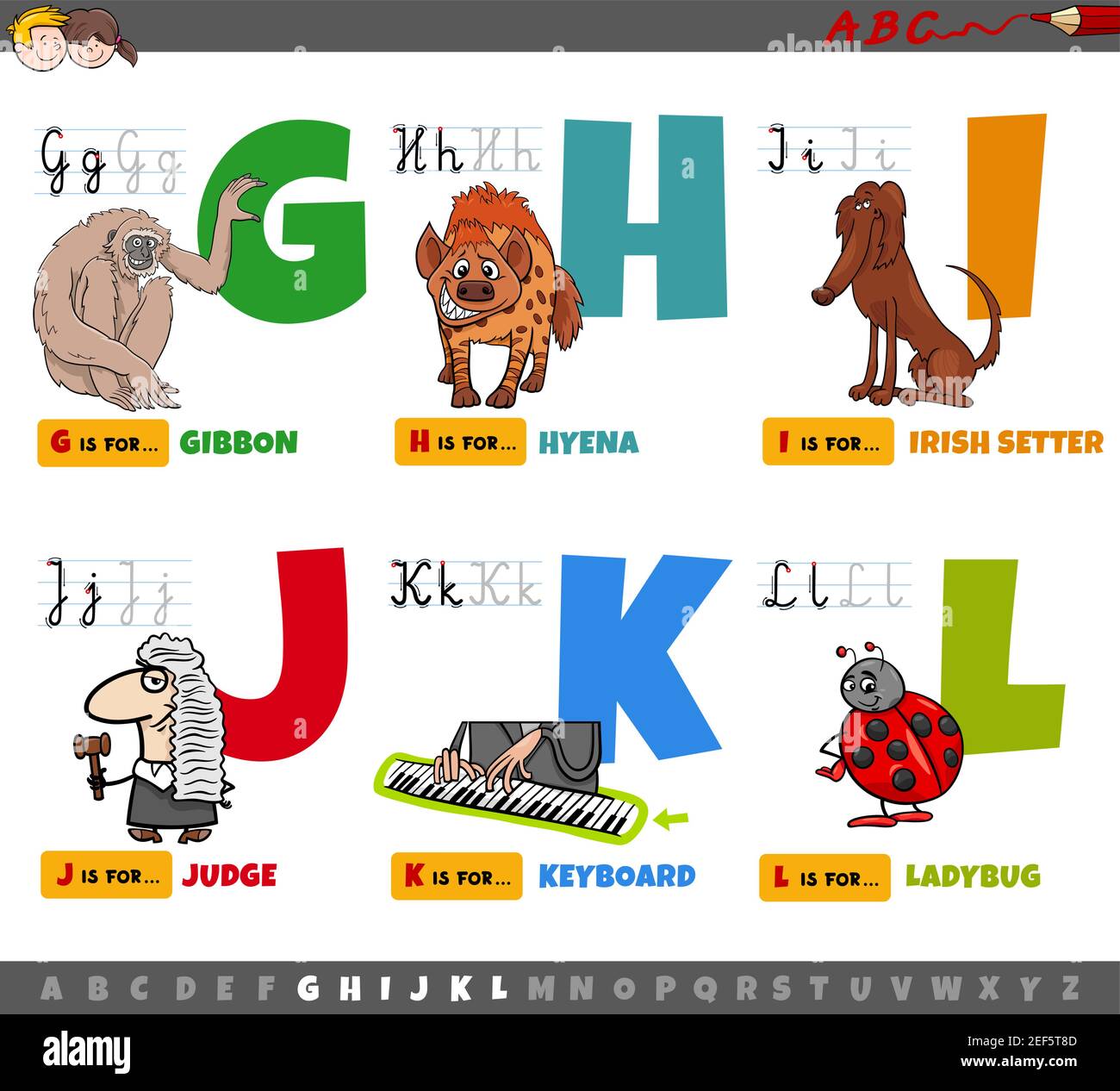 Cartoon illustration of capital letters from alphabet educational set ...