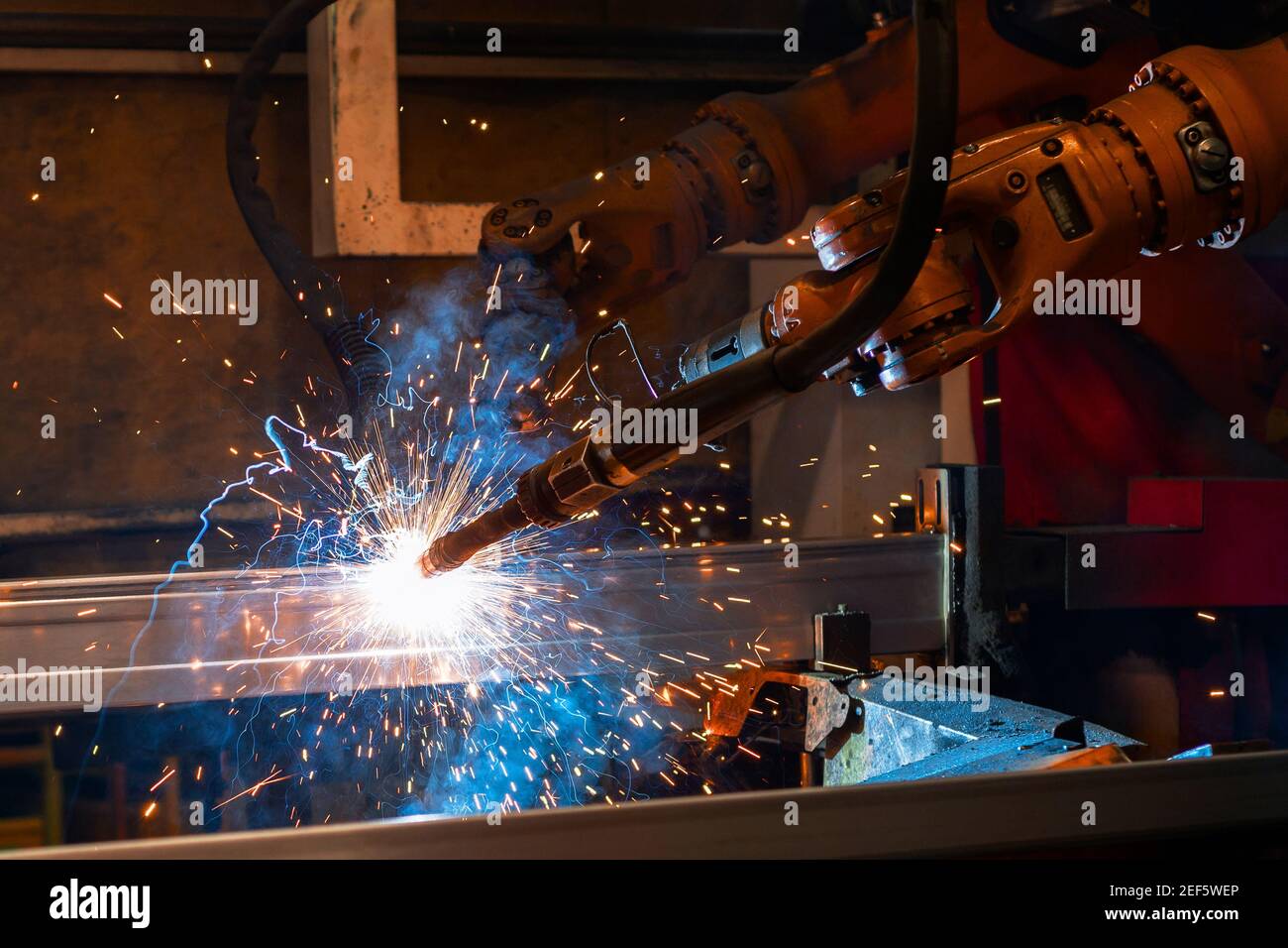 Welding robot, the process of welding a metal profile Stock Photo - Alamy