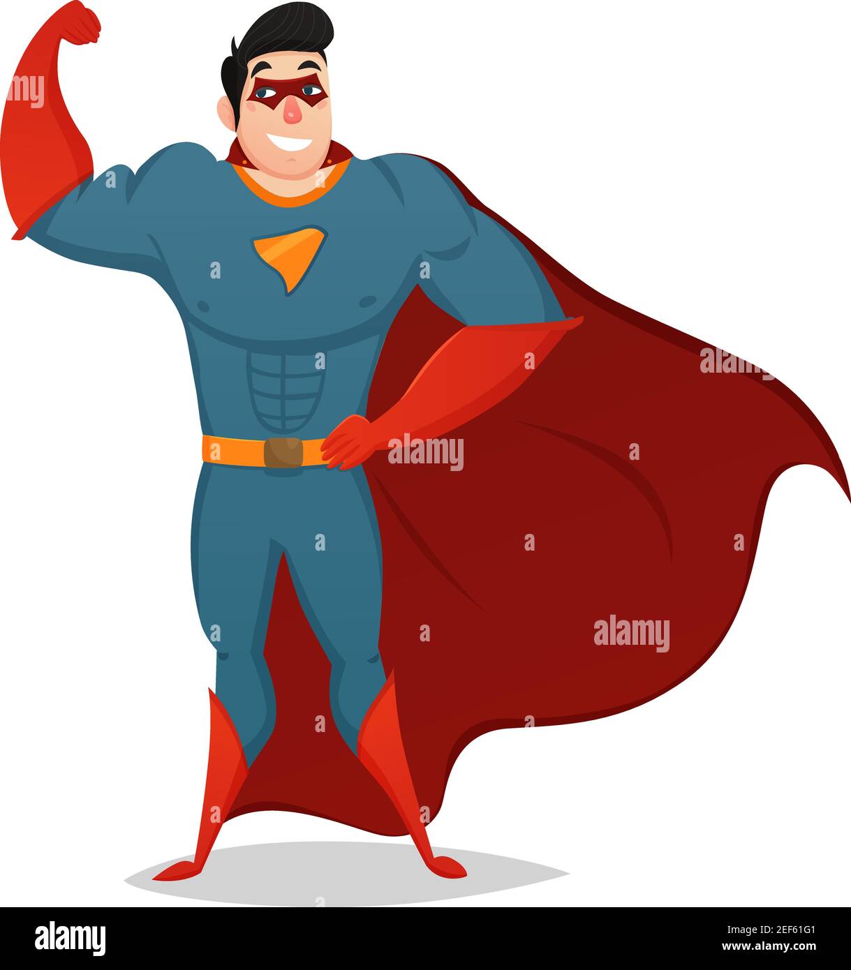 Cartoon figurine of muscular man dressed in superhero costume with red ...