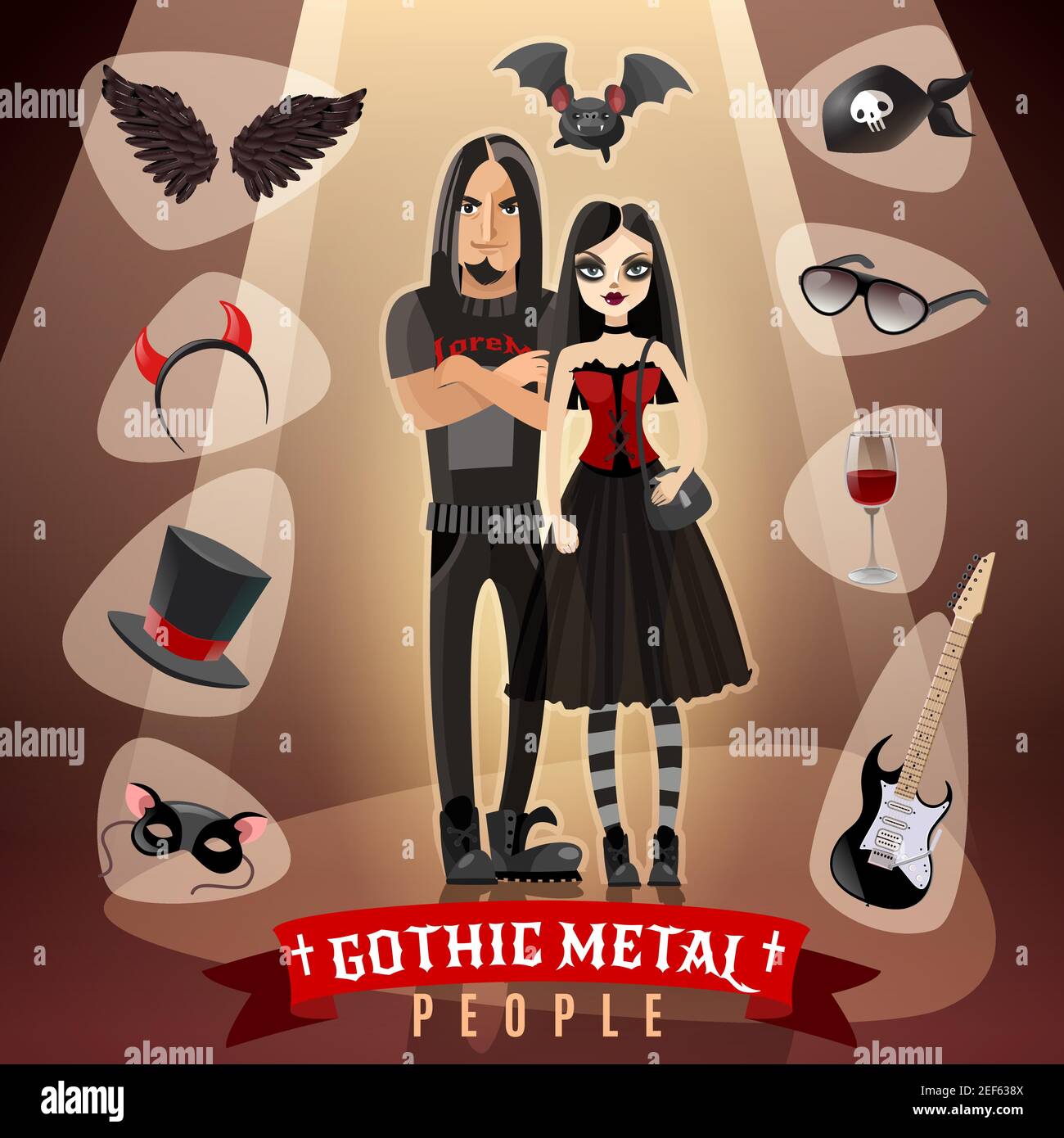 Goth couple male female Stock Vector Images - Alamy