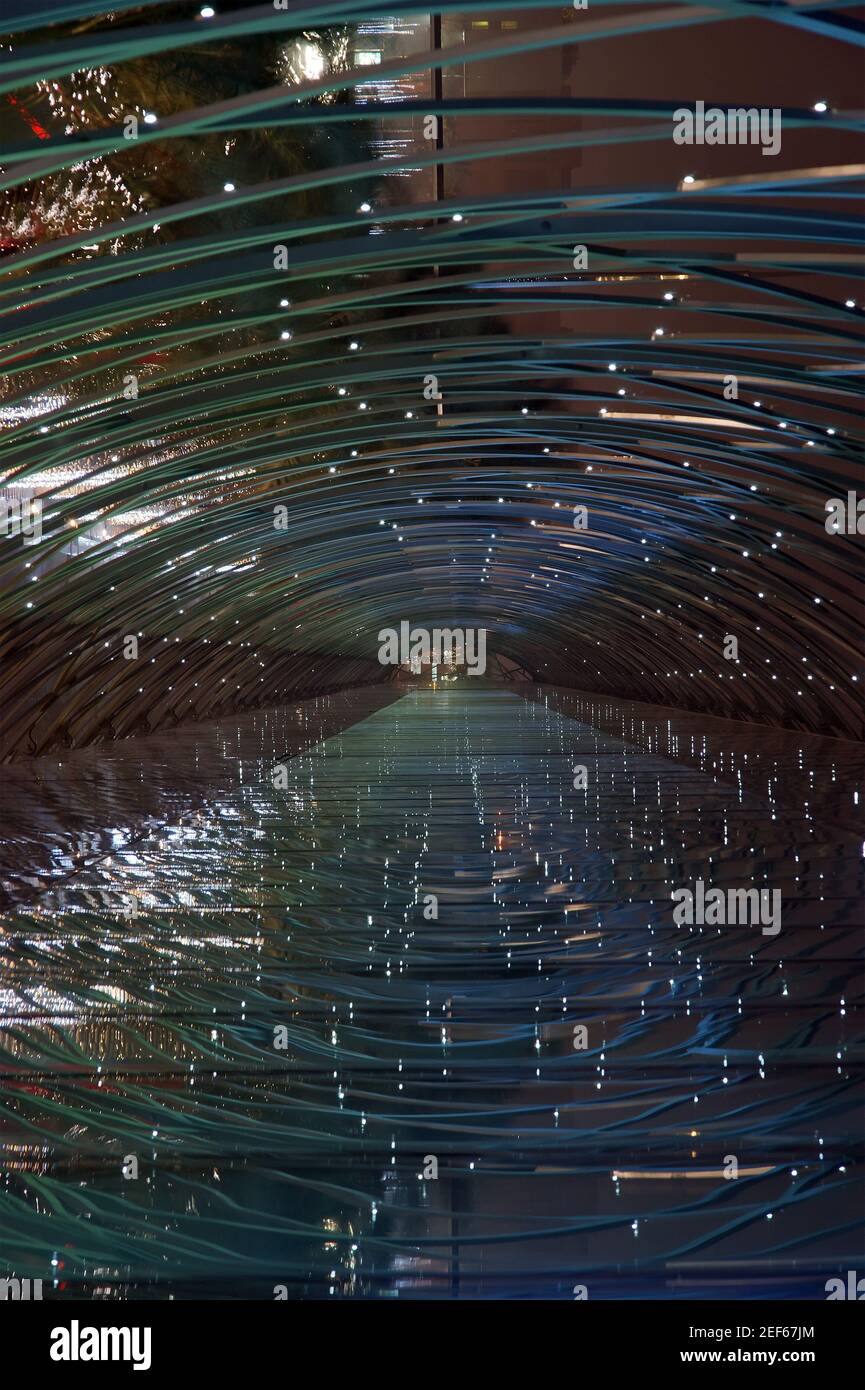 Futuristic glass tunnel-- Abstract pattern formed by glass structure ...