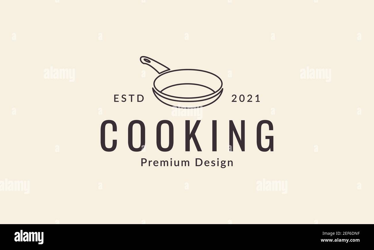modern cooking frying pan lines logo design vector icon symbol ...
