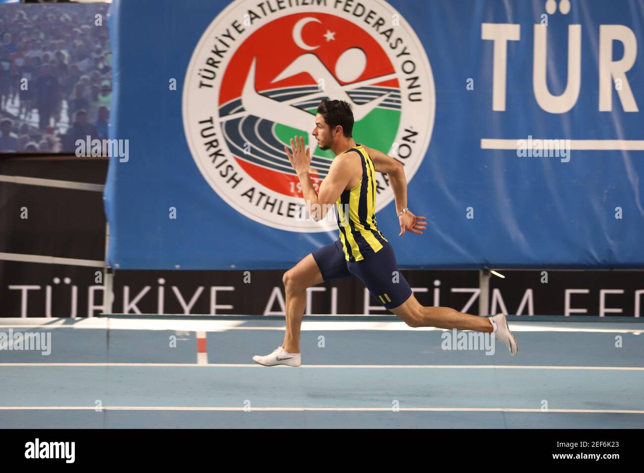 ISTANBUL, TURKEY - FEBRUARY 06, 2021: Undefined athlete running during ...