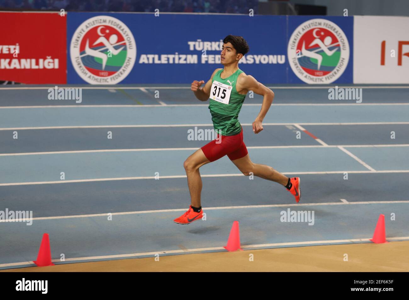 ISTANBUL, TURKEY - FEBRUARY 06, 2021: Undefined athlete running during ...