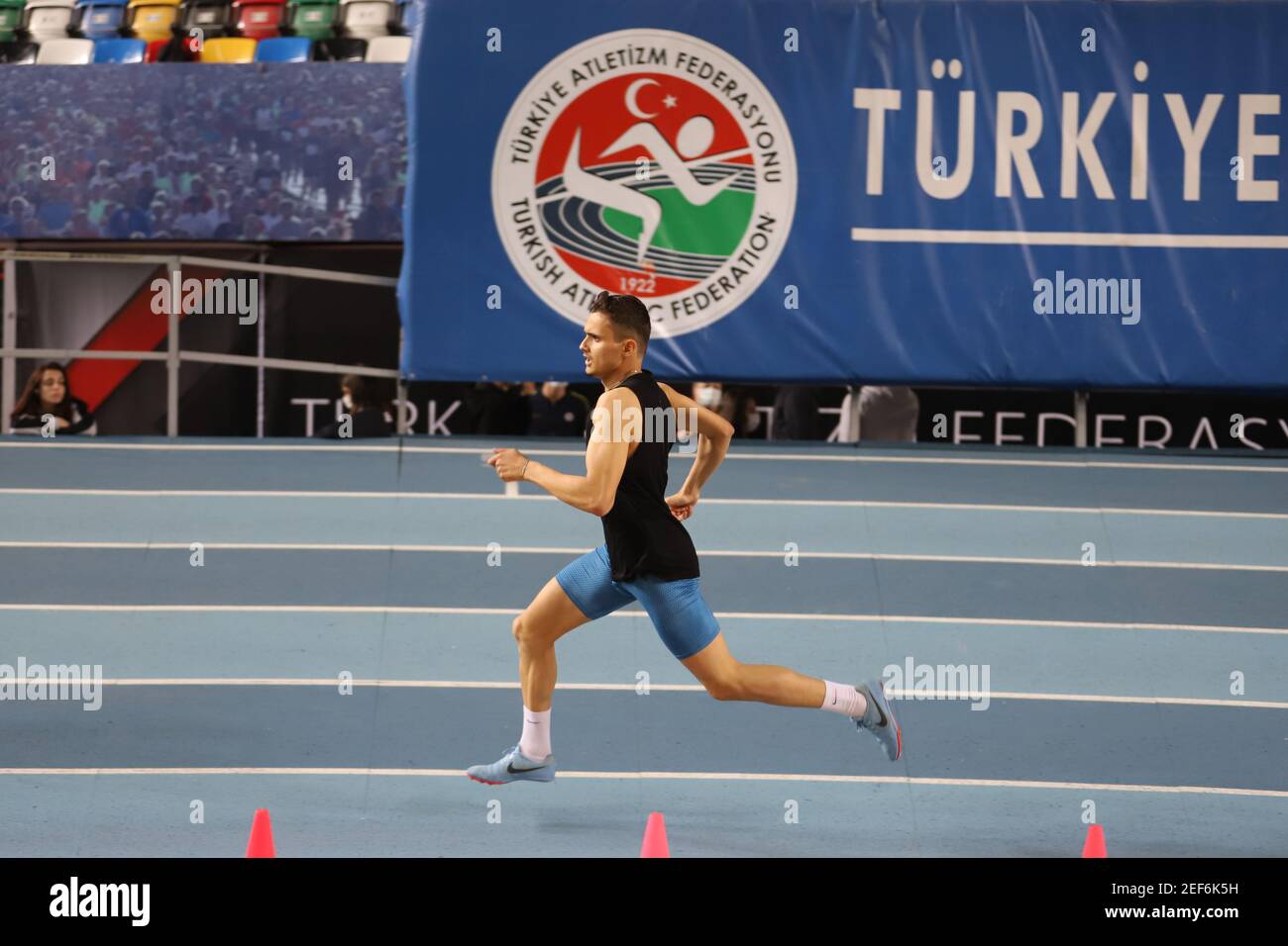 ISTANBUL, TURKEY - FEBRUARY 06, 2021: Undefined athlete running during ...