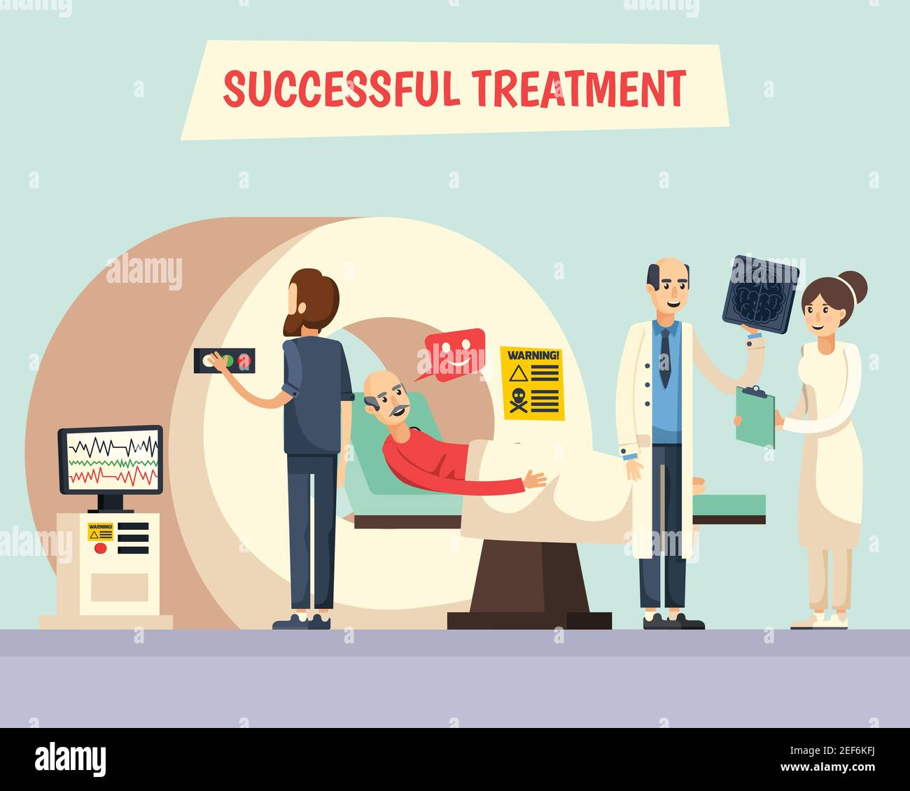 Colored flat doctor character composition with successful treatment ...