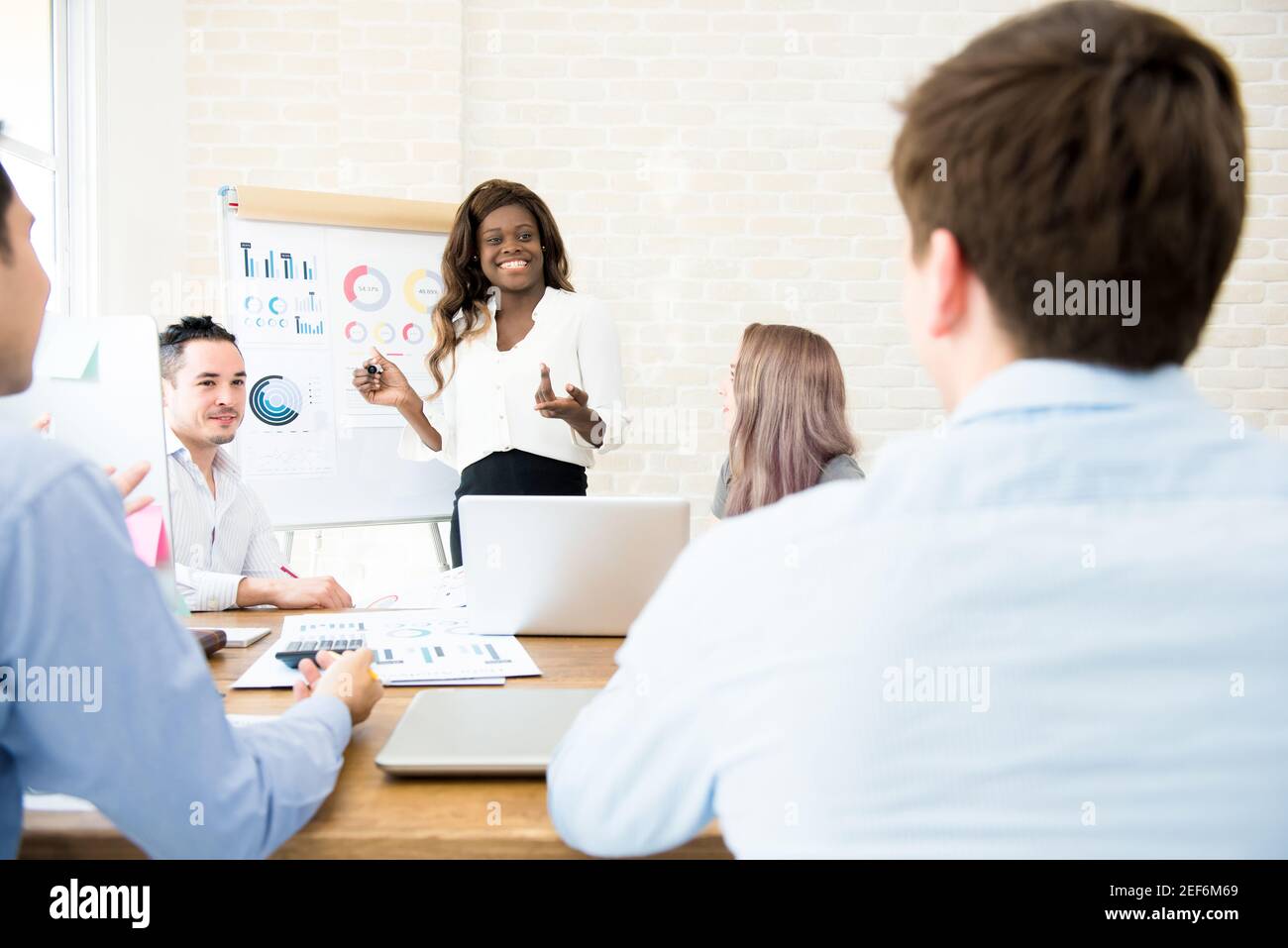 Black woman female speaking speaker presentation hi-res stock ...