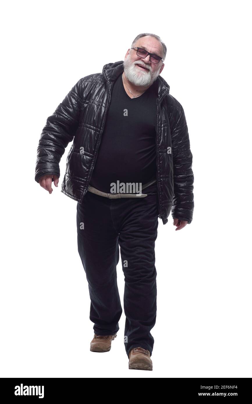 happy bearded man standing with his hands up Stock Photo - Alamy