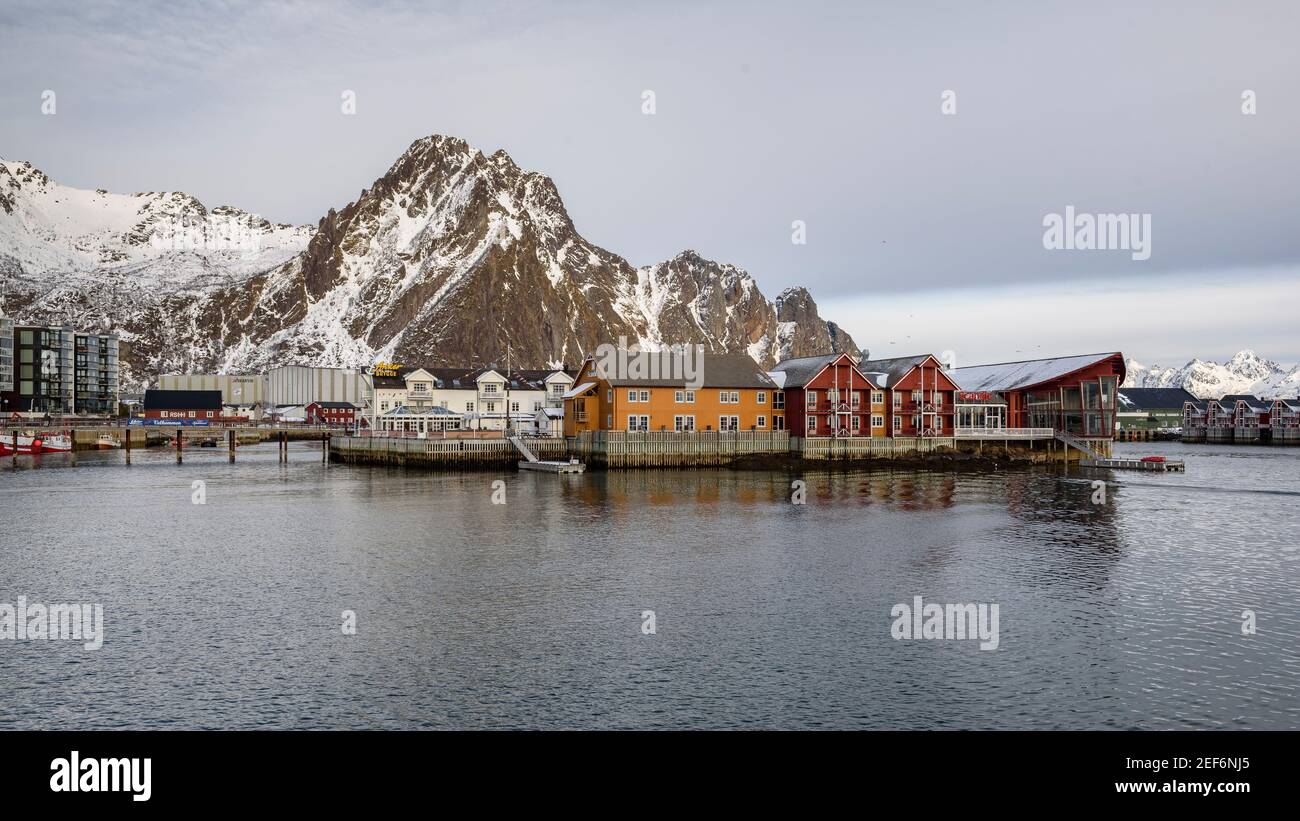 Svolvær village and port in winter (Moskenes, Lofoten, Noway) ESP ...