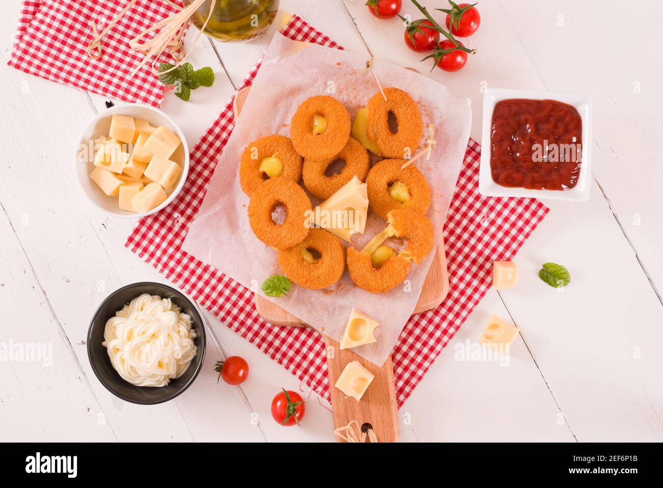 Fried cheese ring Stock Photo - Alamy