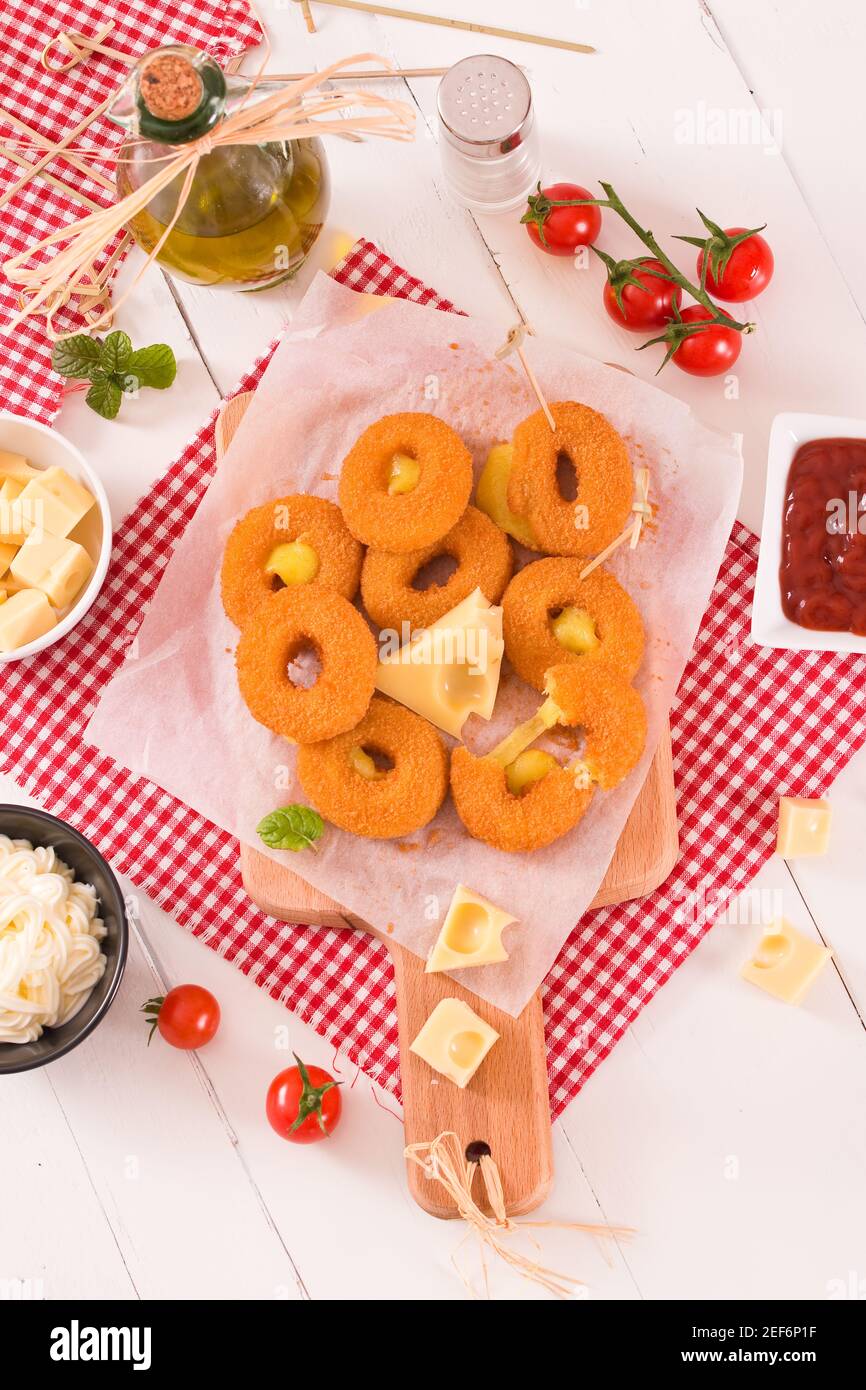 Fried cheese ring Stock Photo - Alamy