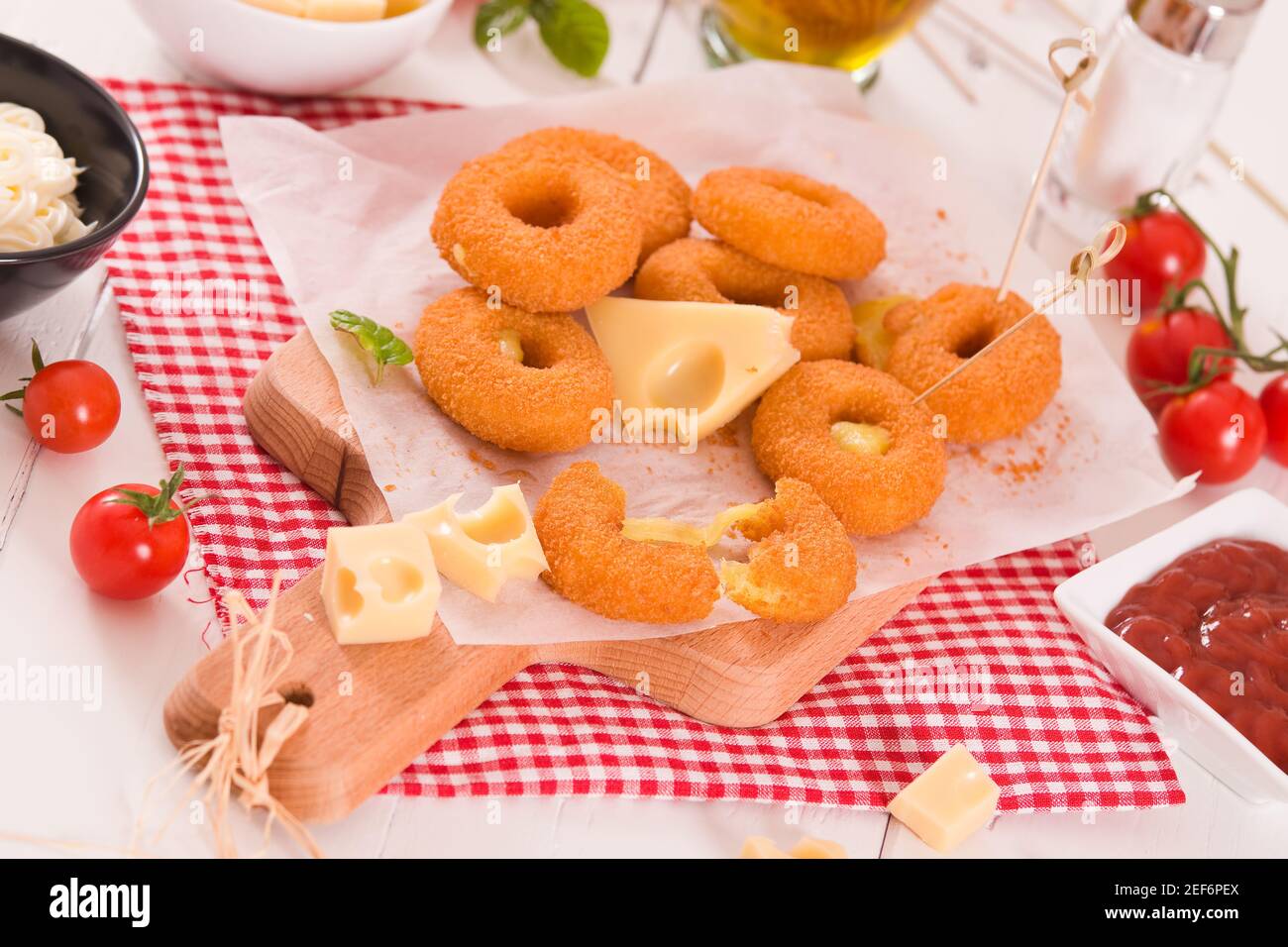 Fried cheese ring Stock Photo - Alamy