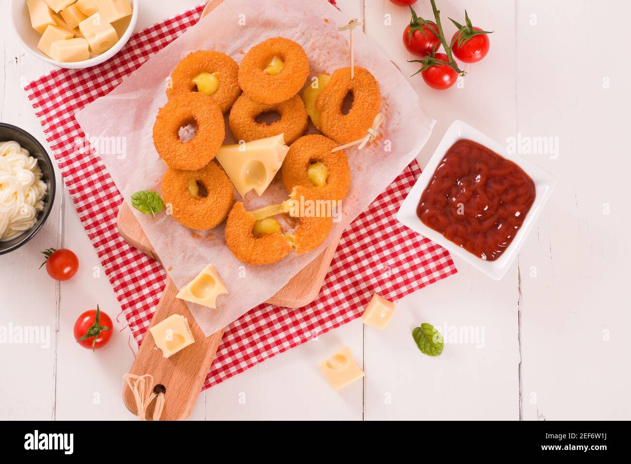 Fried cheese ring Stock Photo - Alamy