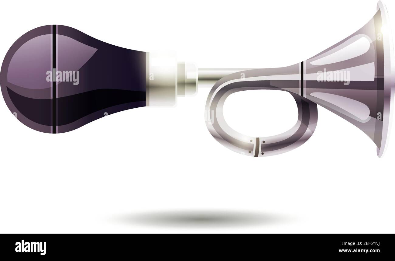 Pneumatic car horn in vintage style with compressor in pear view on ...