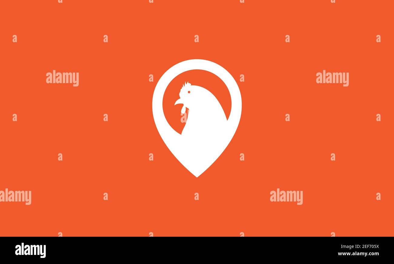 animal hen with map pin location logo design vector icon symbol ...