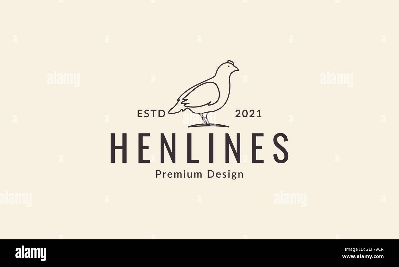 simple lines art hen logo design vector icon symbol illustration Stock ...