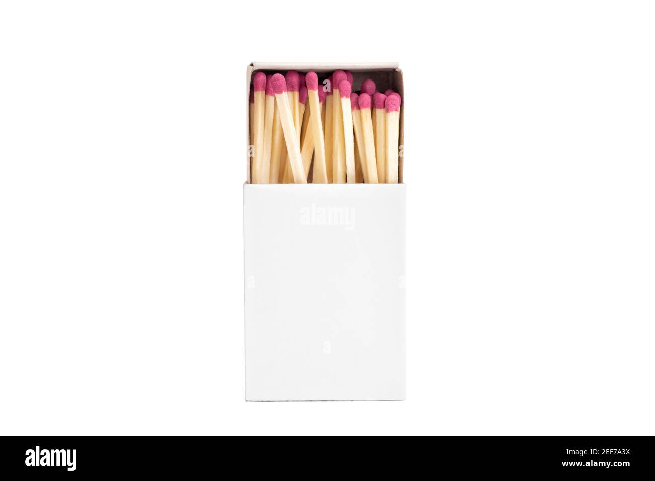 Close-up of an opened matchbox with matchsticks isolated on white ...