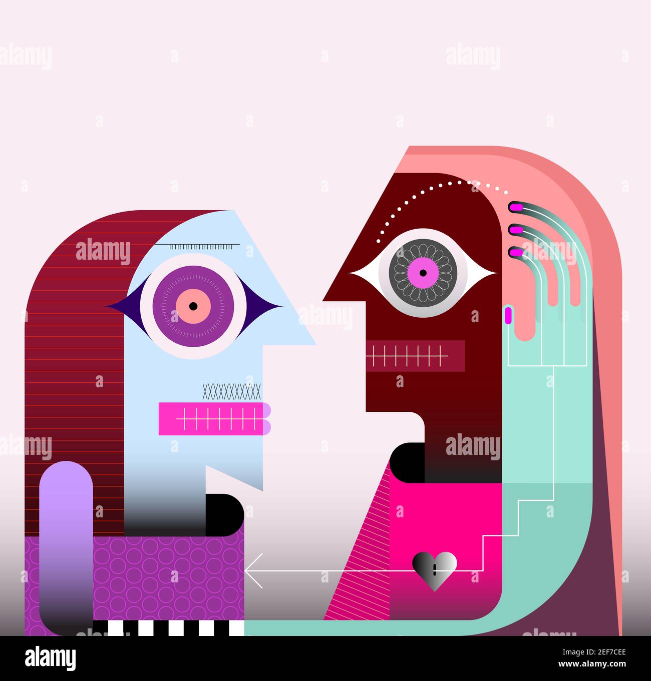 Farewell couple modern art graphic illustration. Man and woman hugging ...