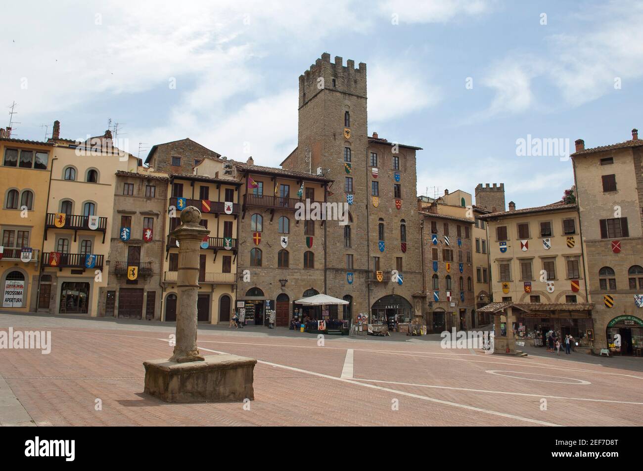 Europe, Italy, Tuscany, Arezzo, Piazza Grande square and Palazzo della ...