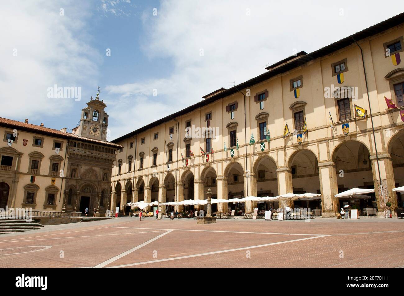 Europe, Italy, Tuscany, Arezzo, Piazza Grande square and Palazzo della ...