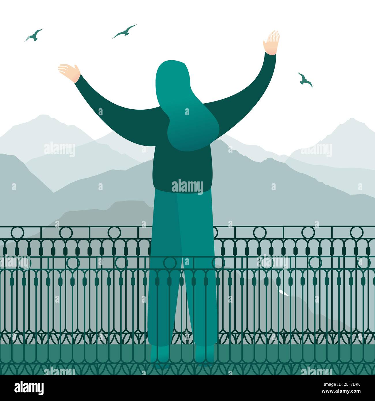 Cartoon woman raised arms hi-res stock photography and images - Alamy