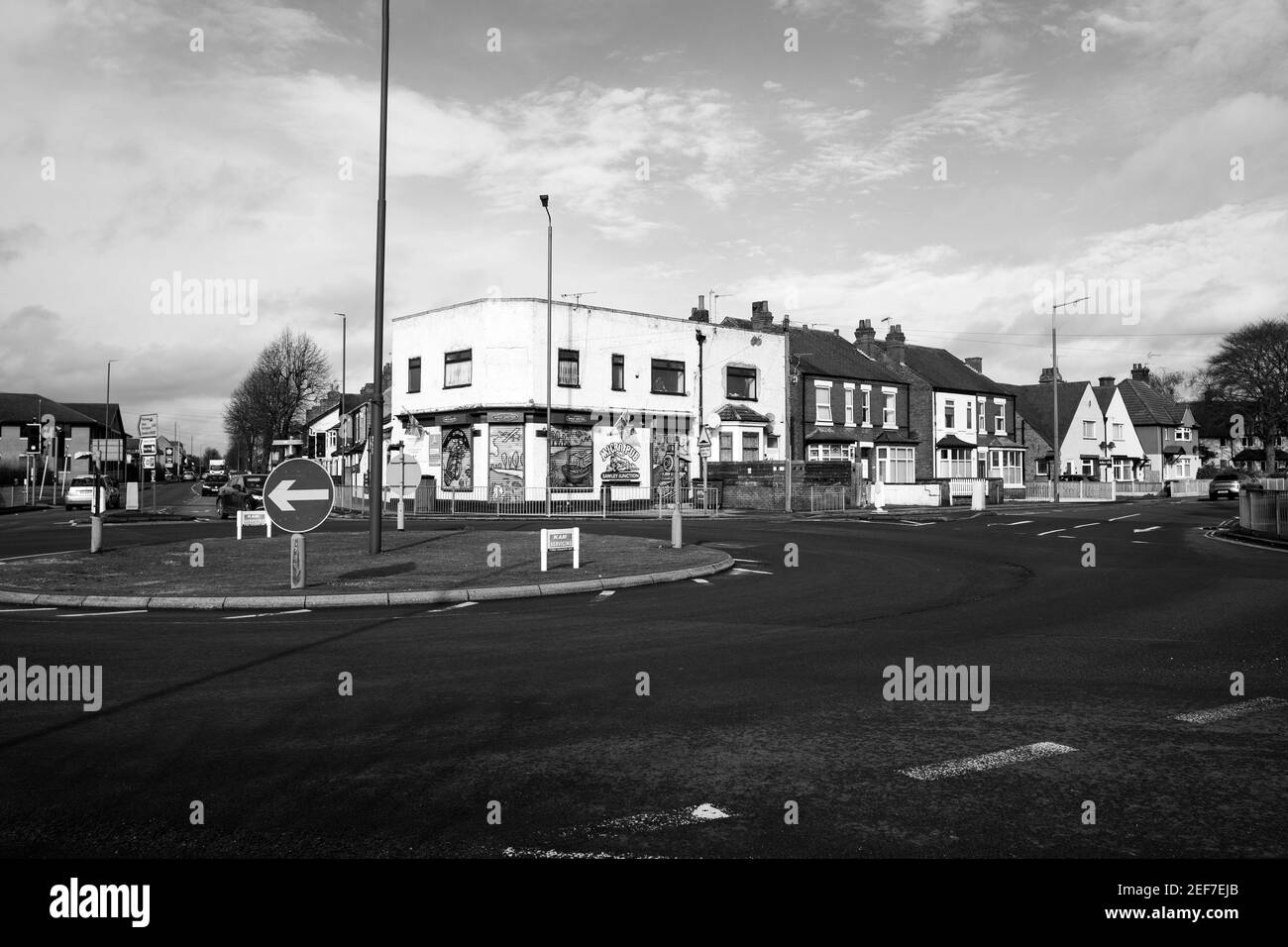 Building road junction Black and White Stock Photos & Images - Alamy