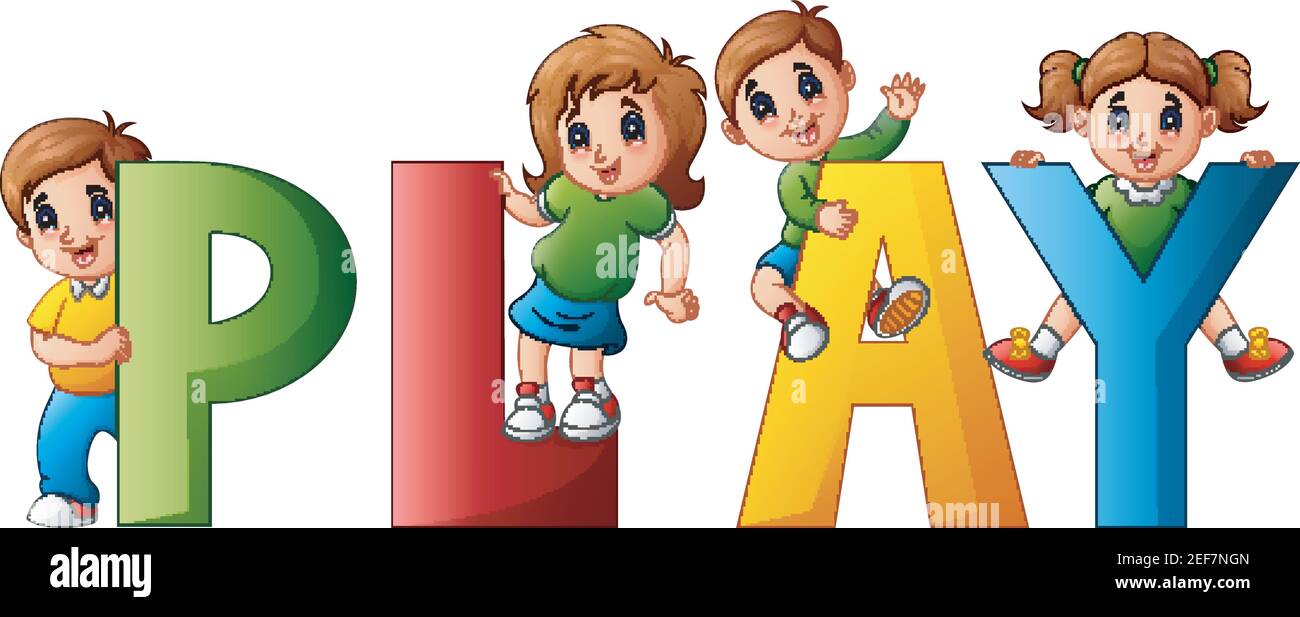 Vector illustration of Happy children with the word PLAY Stock Vector Image & Art - Alamy